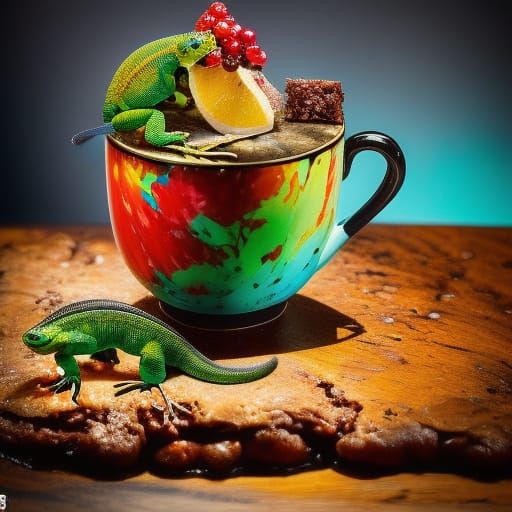 lizards and cupcake - AI Generated Artwork - NightCafe Creator