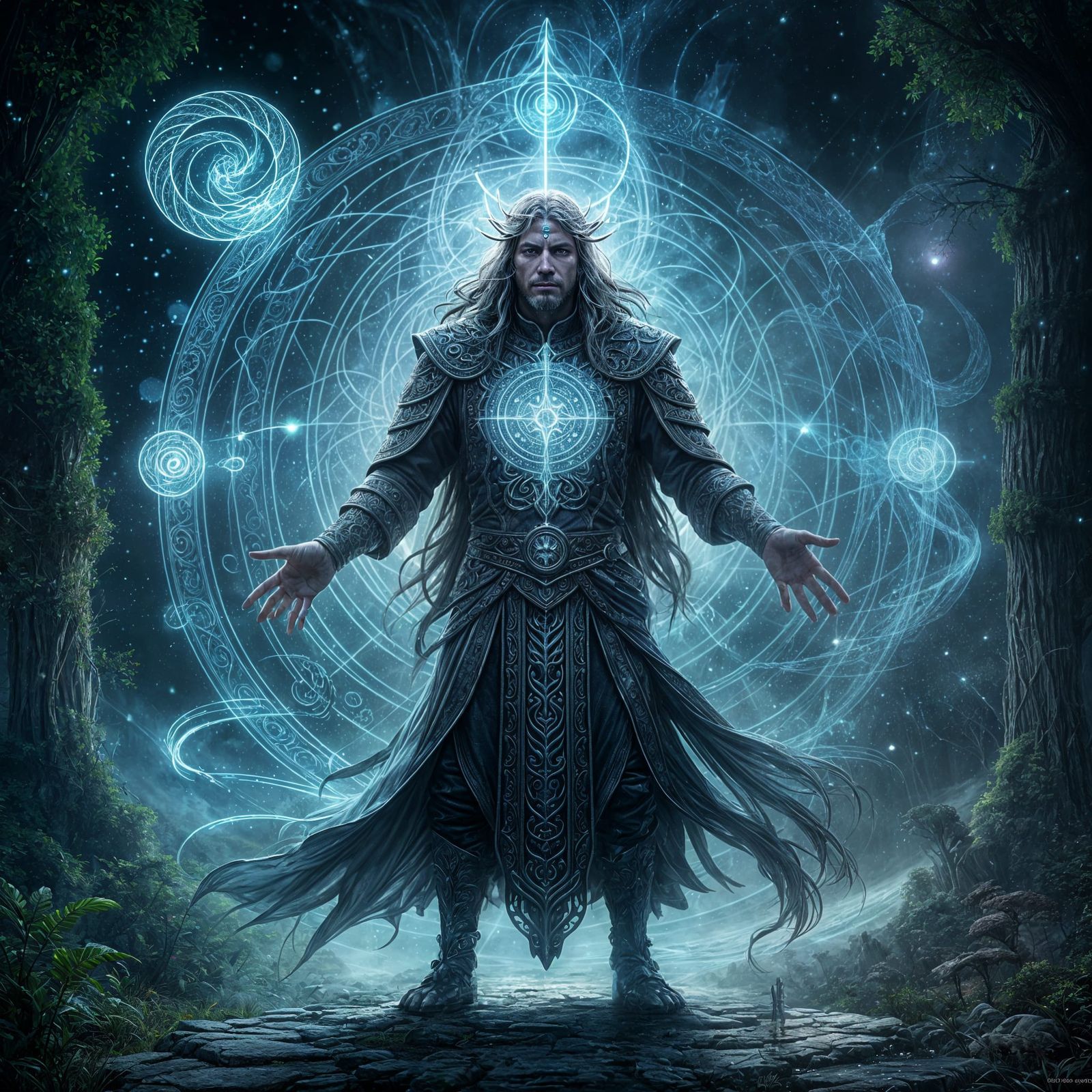 Magical Sigilist Unleashes Ethereal Power in Holog... - AI Art