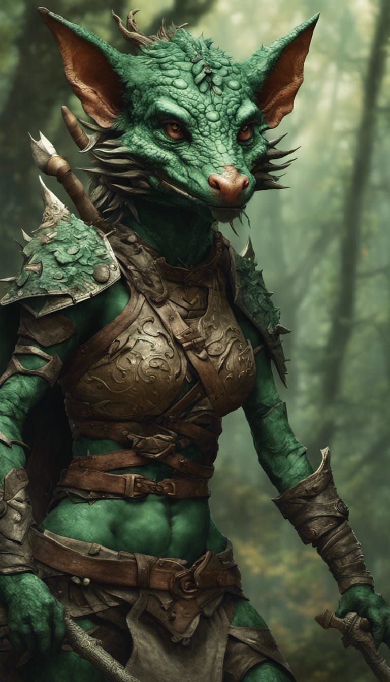 Green Female Kobold Warrior 2 - AI Generated Artwork - NightCafe Creator