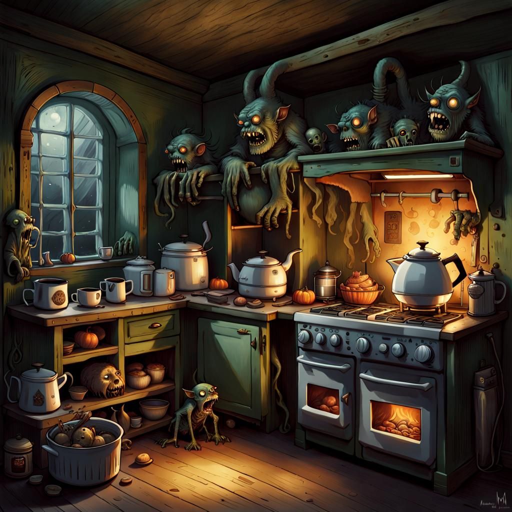Haunted Kitchen - AI Generated Artwork - NightCafe Creator