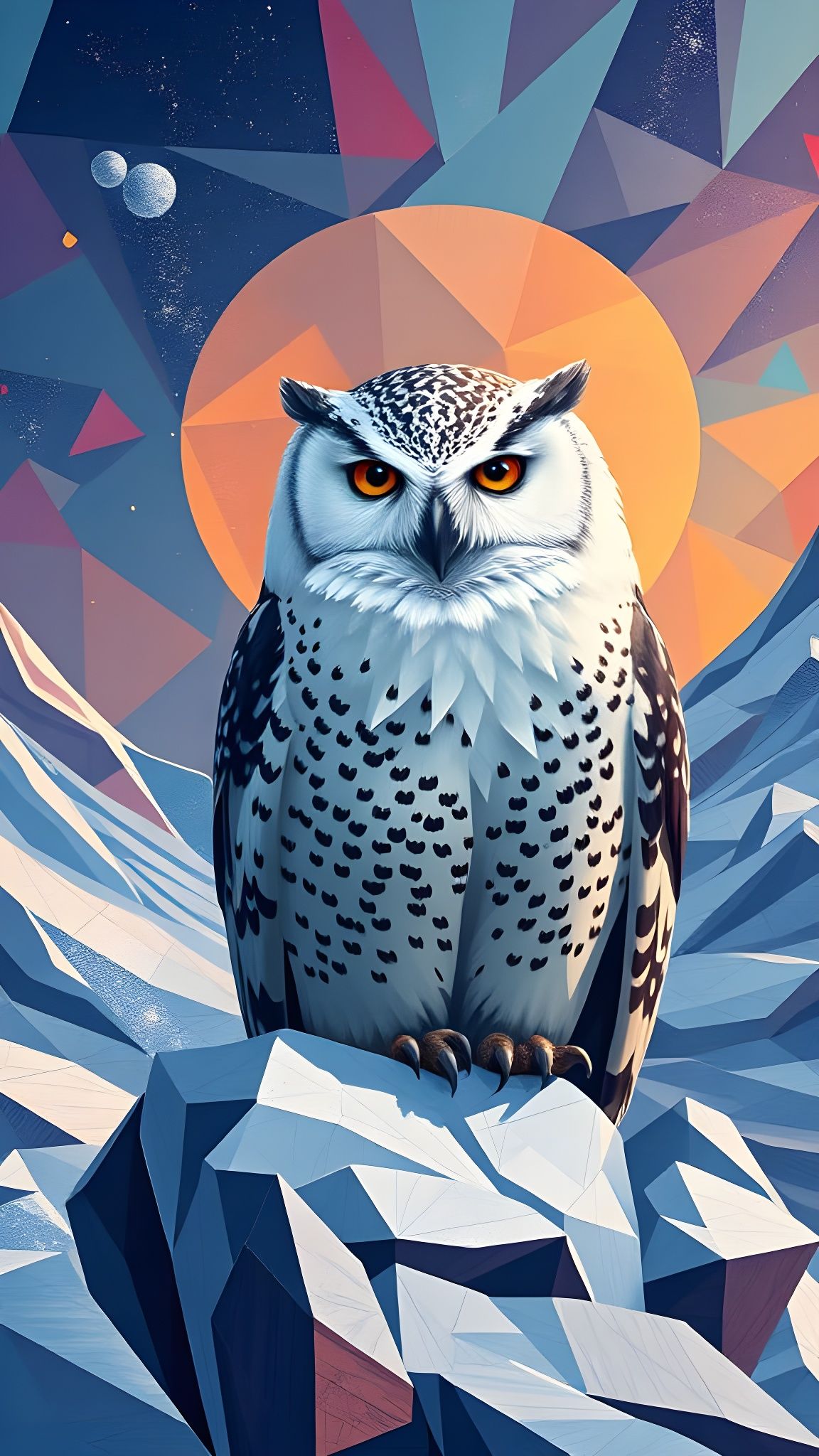 Arctic owl - Cubist Arctic Owl in Geometric Faubism Style