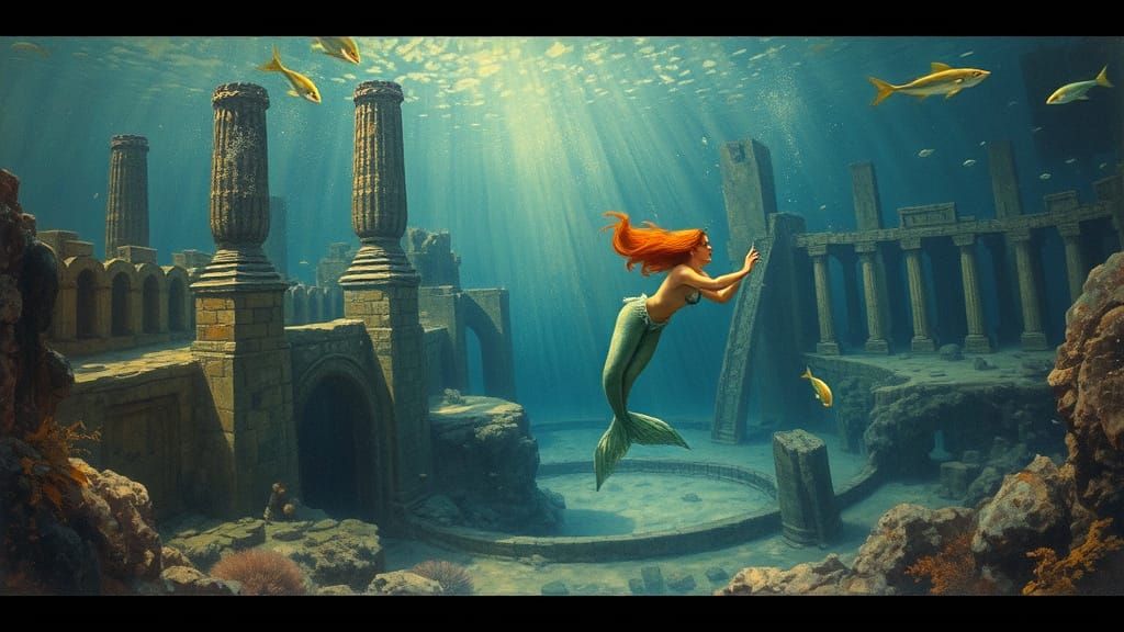 Surreal Mermaid Cityscape in Cyberpunk Style - AI Art