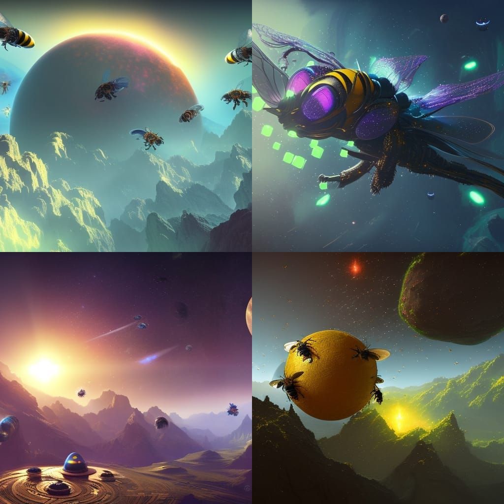 A GALACTIC BEE POLLINATING PLANETS - AI Generated Artwork - NightCafe ...