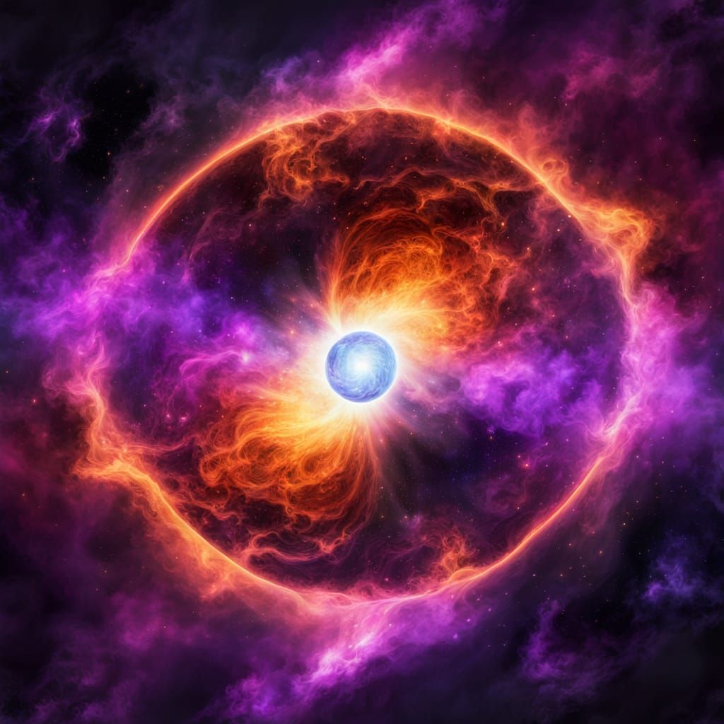 A dying star.. - Cosmic Supernova Unfolds in Vibrant Hues