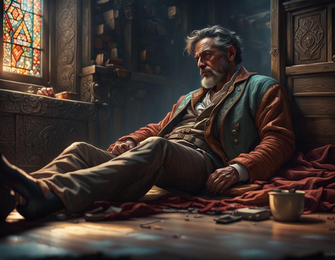 An ambitious man dying poor and alone - AI Generated Artwork ...