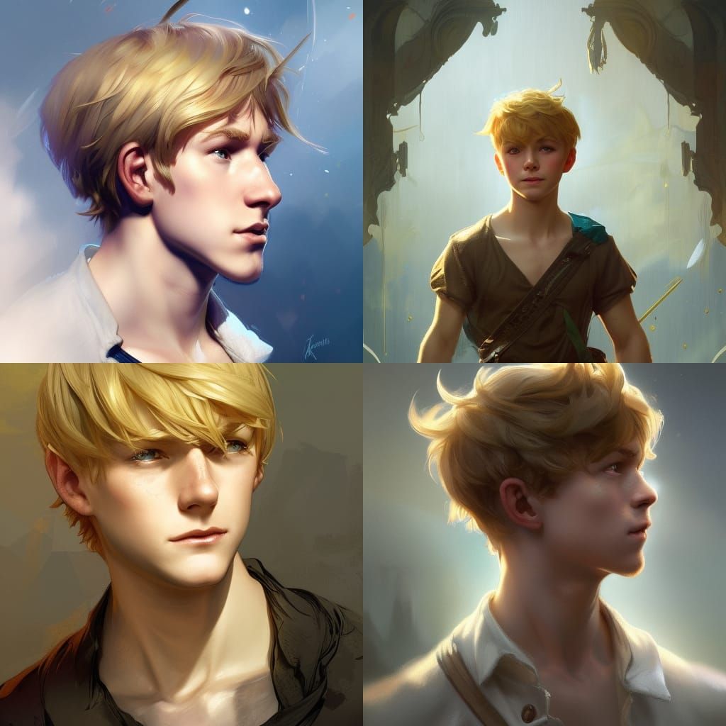 A blond boy like Peter pan - AI Generated Artwork - NightCafe Creator