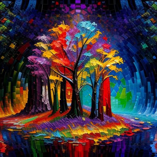 Beautiful rustic mosaic patchwork, abstract, surreal, sharp, focused ...