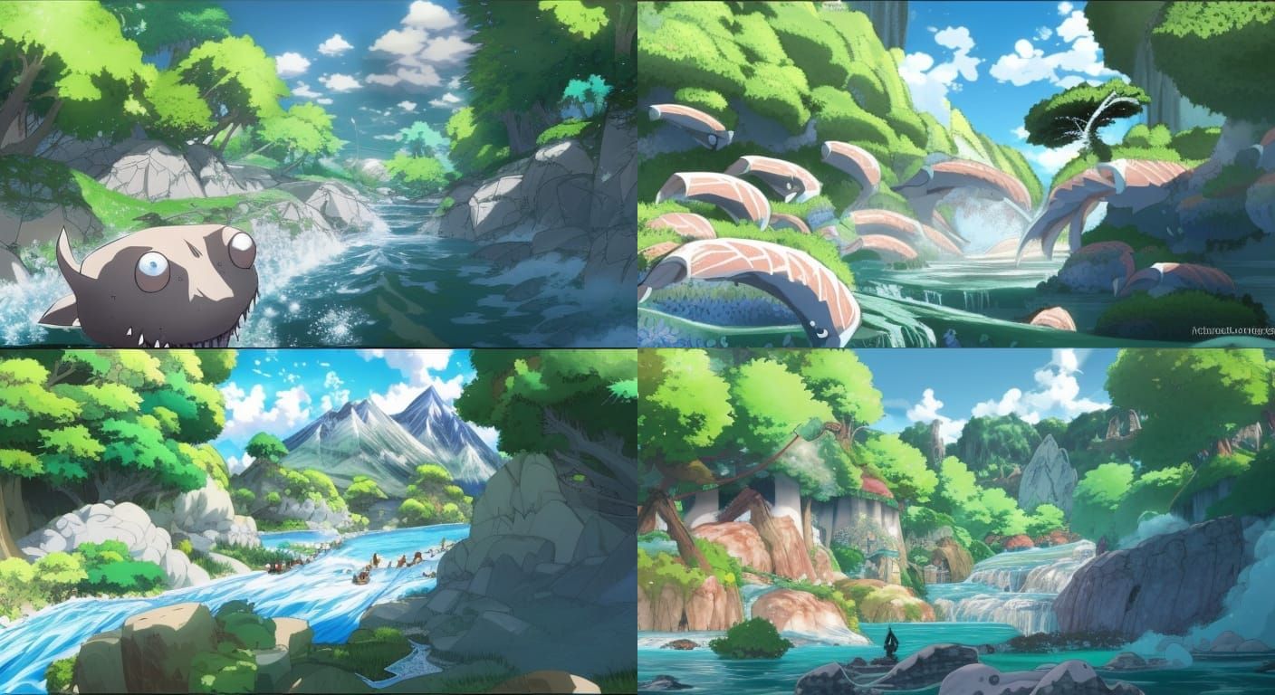stunning 1st person view of a beautiful anime fantasy landscape, style ...