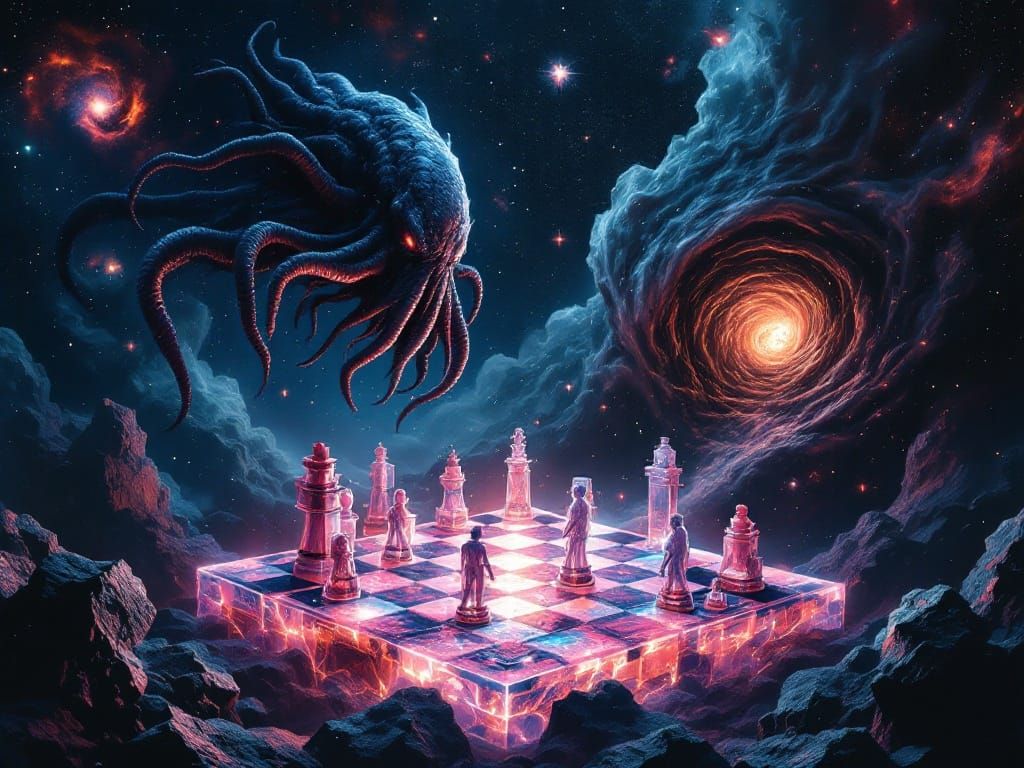 Eldritch Cosmic Chess: Cthulhu and Azathoth Conque... - AI Art