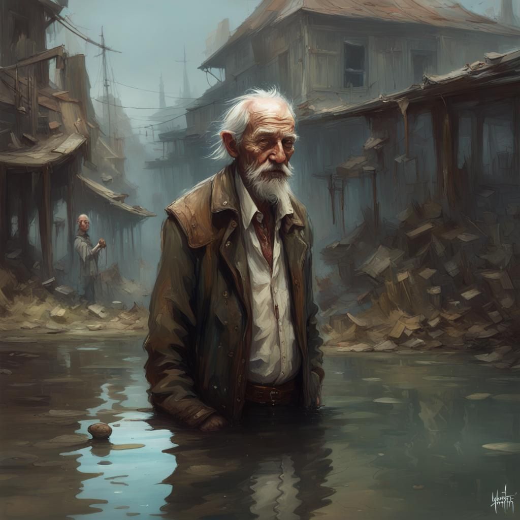Creepy Old Man | Reflection - AI Generated Artwork - NightCafe Creator