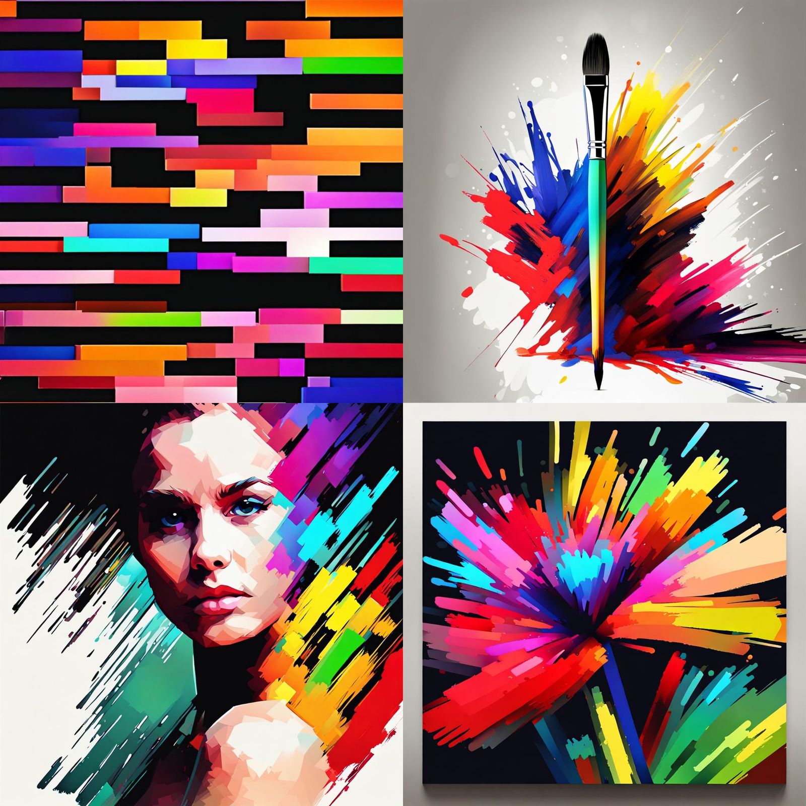 digital paintbrush, pixilated masterpiece, high contrast, colorful ...