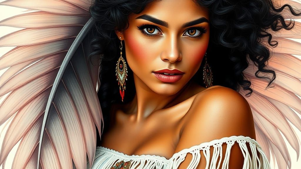 Native American Woman in Elegant Regalia - AI Art