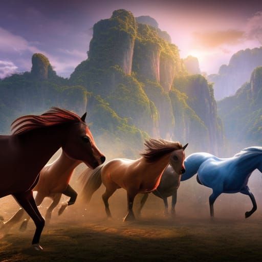 8 Horses Running Thailand - AI Generated Artwork - NightCafe Creator