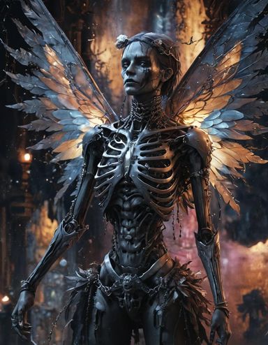 (macabre dark fantasy art of a male undead angel in gothic outfit with ...