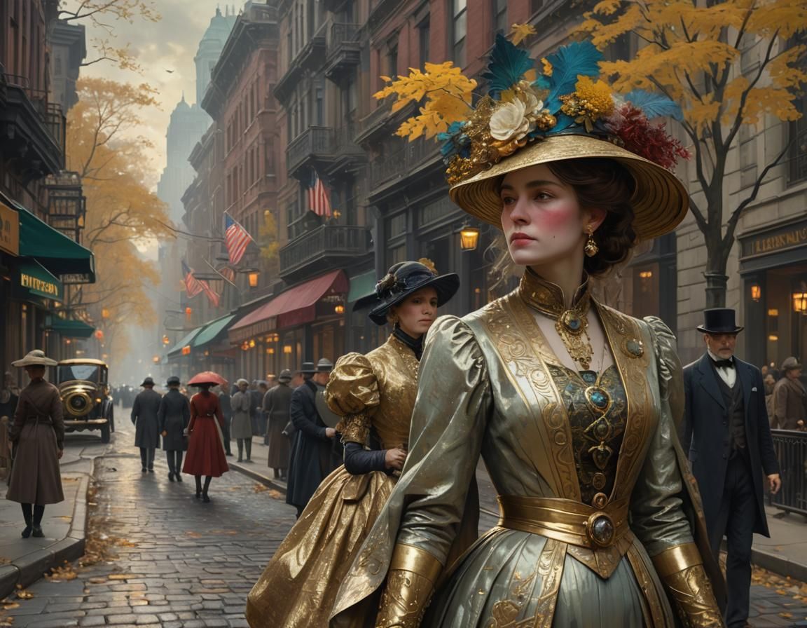 a gilded evening's stroll - AI Generated Artwork - NightCafe Creator