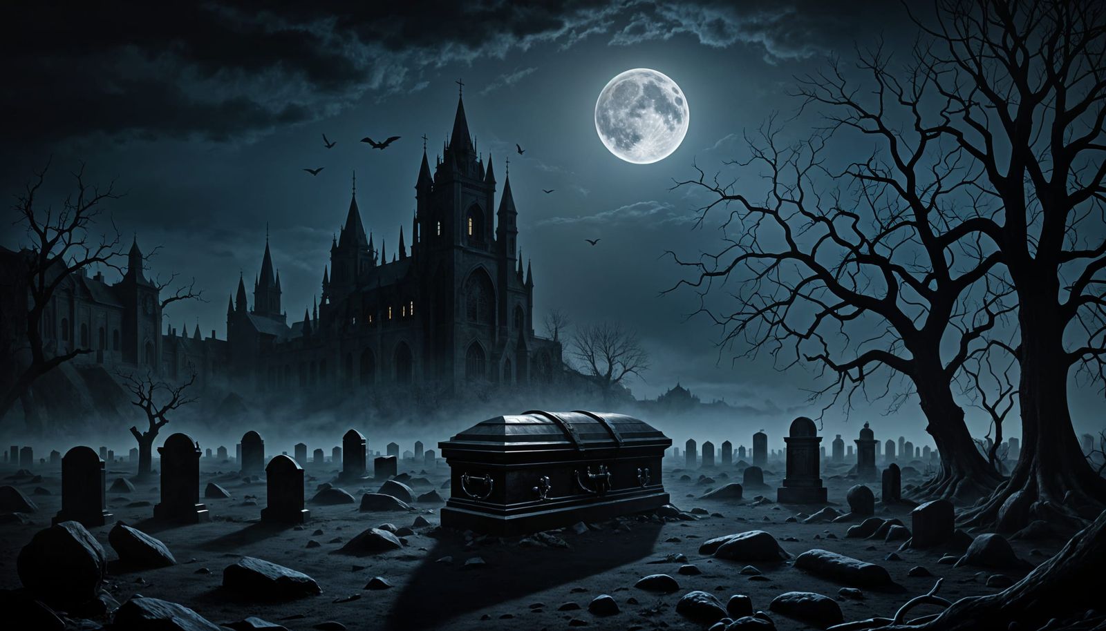 “A minimalistic image featuring a single, dark silhouette of a casket ...