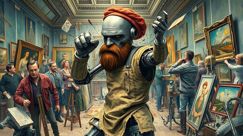 THE VINCENTGATE INCIDENT - Robot Vincent van Gogh Smashes Ga...