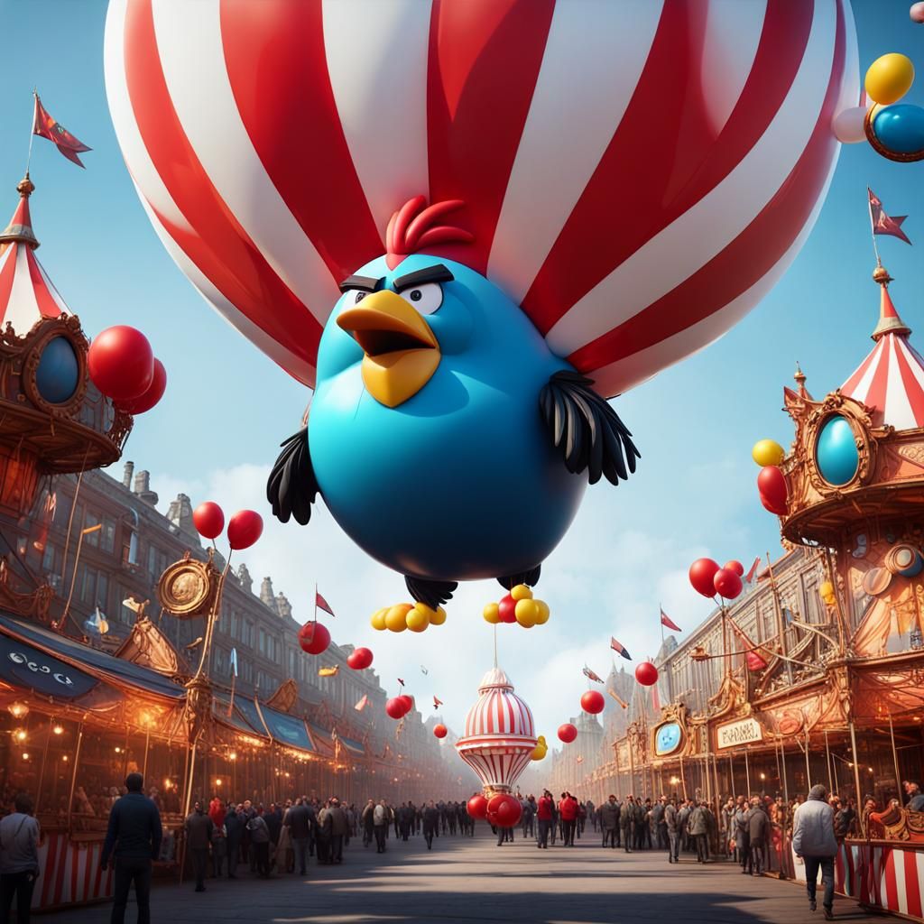 "Giant colossal inflated balloon Angry Bird" - AI Generated Artwork ...