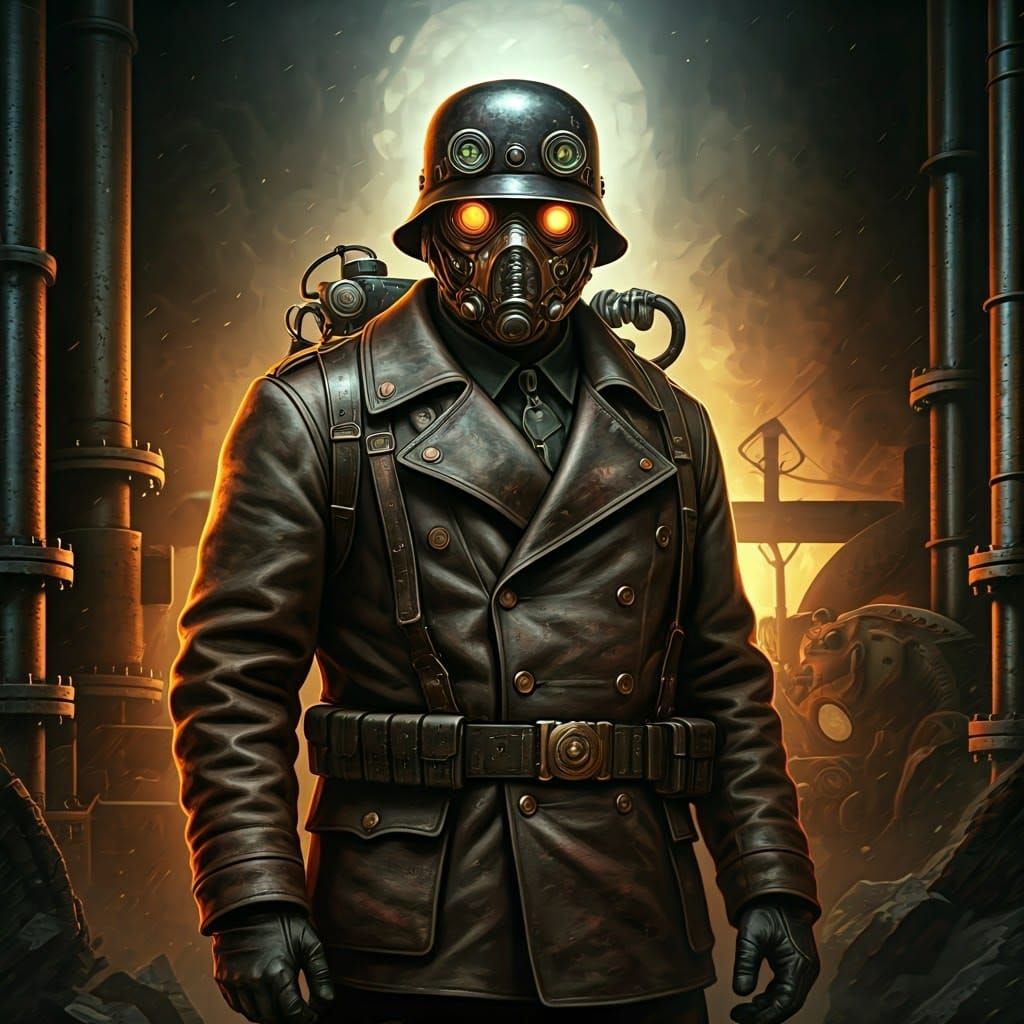 Dieselpunk Soldier in Industrial Wasteland - AI Art