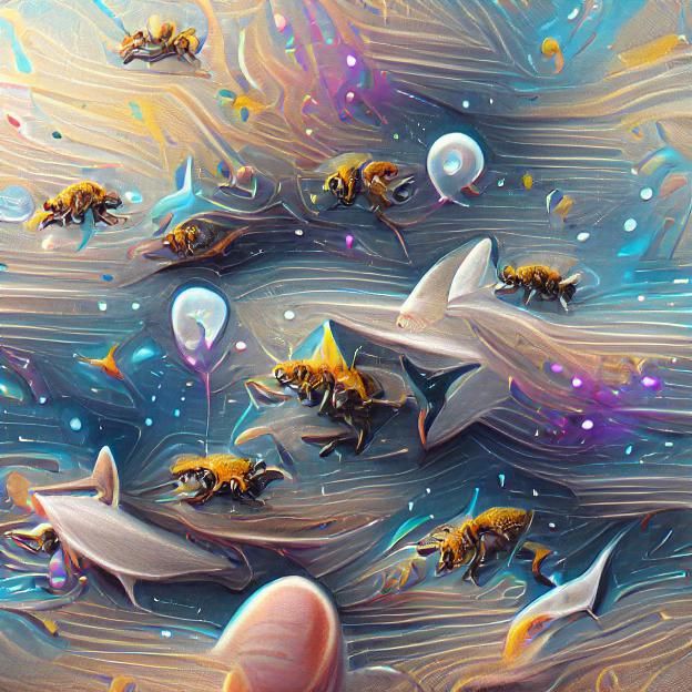 Swarm of techno nano bees - AI Generated Artwork - NightCafe Creator