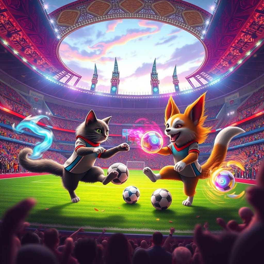 soccer but played cat vs dogs - Futuristic Feline Canine So...