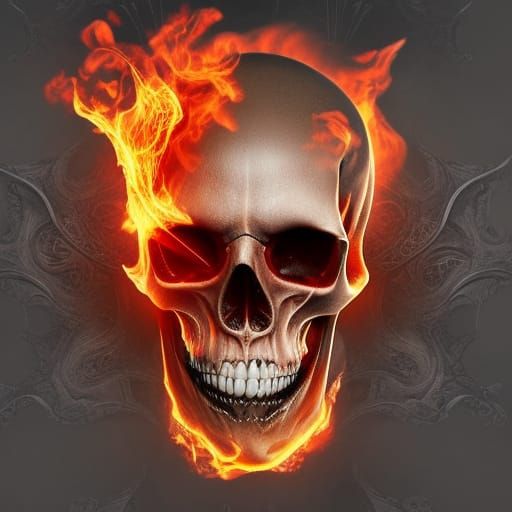 Flaming Skull with flames coming from of eye sockets - AI Generated ...