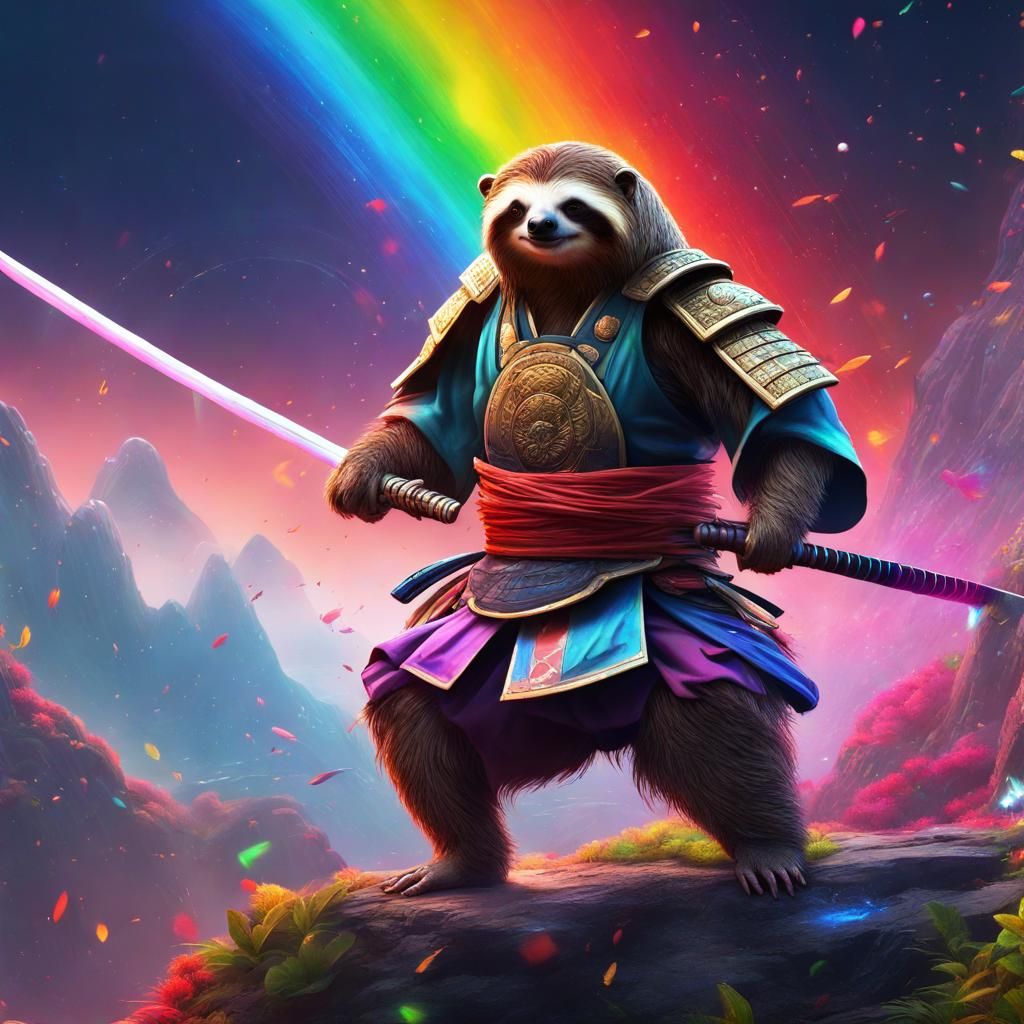 Samurai sloth ready for the day - AI Generated Artwork - NightCafe Creator