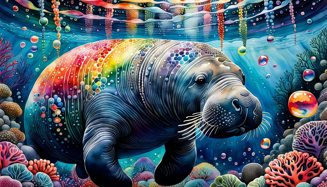 The Rainbow Manatee - AI Generated Artwork - NightCafe Creator