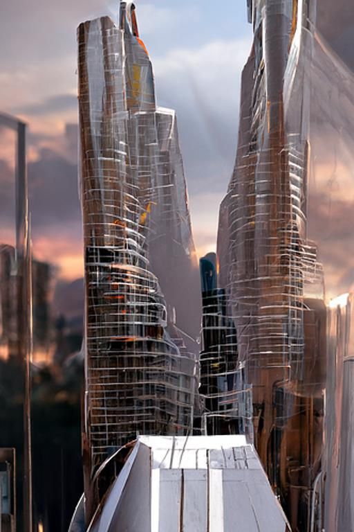 Futuristic Sci-fi skyscrapers by Renzo Piano Frank Gehry. 8K 3D 8k ...