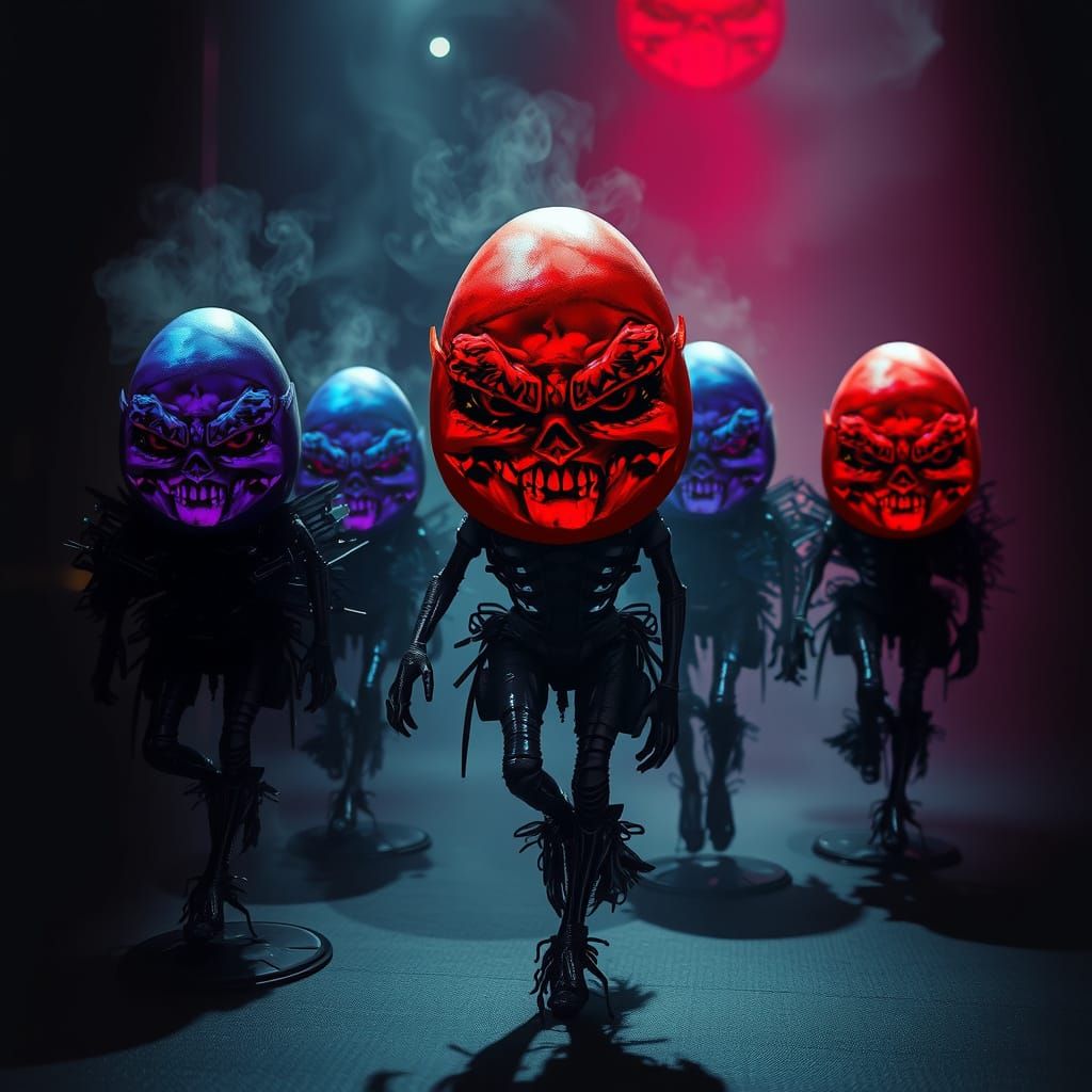 Gothic Egg Runway Show in Moody, High-Contrast Sty... - AI Art