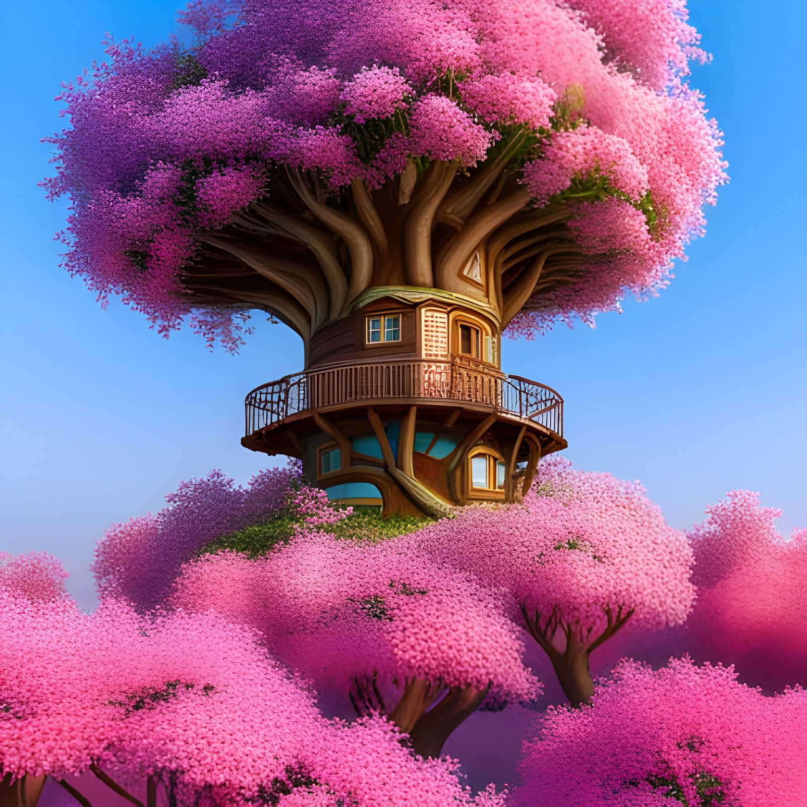 Cherry Tree House - AI Generated Artwork - NightCafe Creator