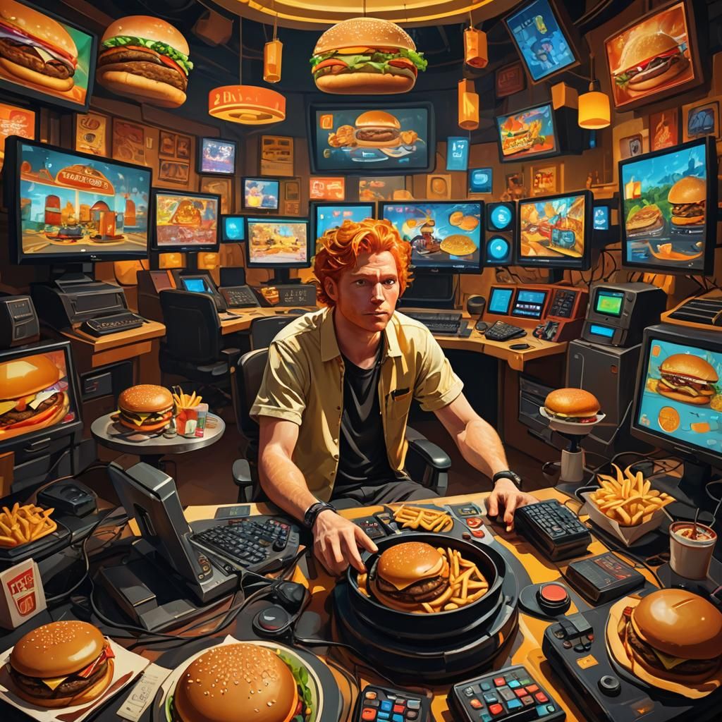 Fantasy Gamer in Golden Lighting, Oil Painting Sty... - AI Art