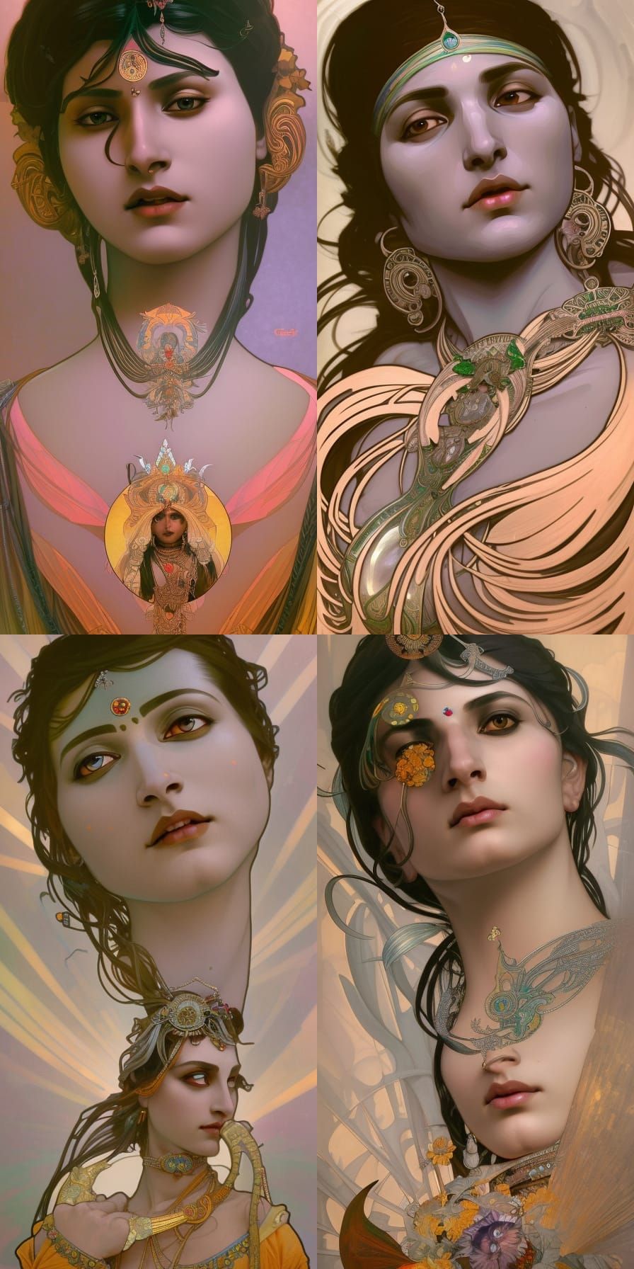 Indian Goddess of death, Silver skinned, head and shoulders portrait ...