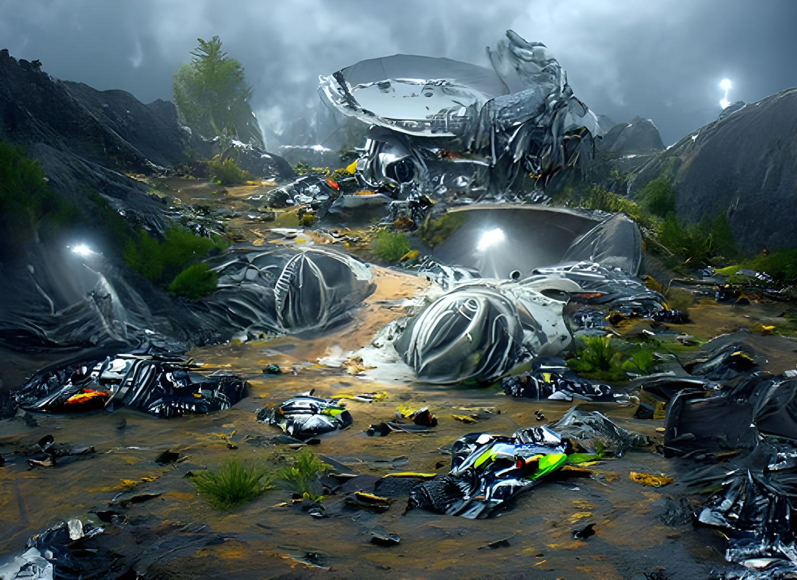 alien crash site 8k resolution concept art hyperdetailed - AI Generated ...