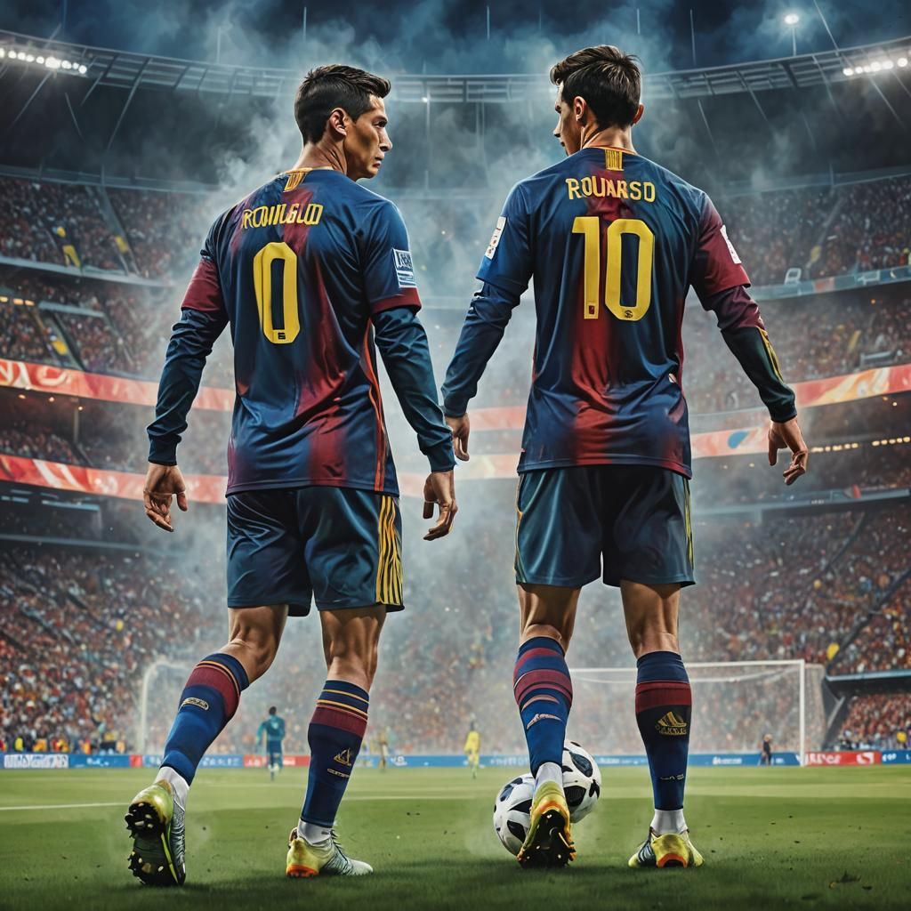 Cristiano Ronaldo and Lionel Messi Stand Proud on ... - AI Art