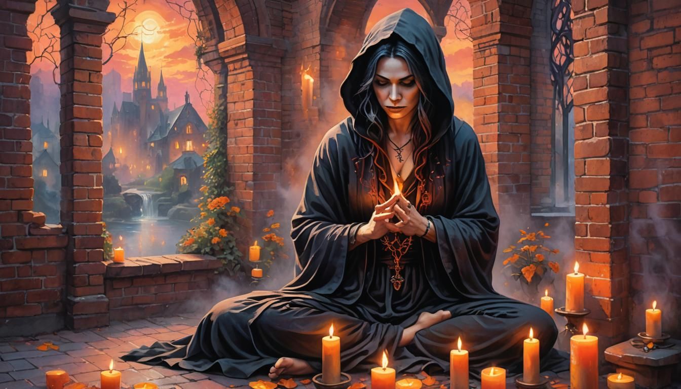 A serene yogi in meditation, bathed in the warm hues of a sunset ...