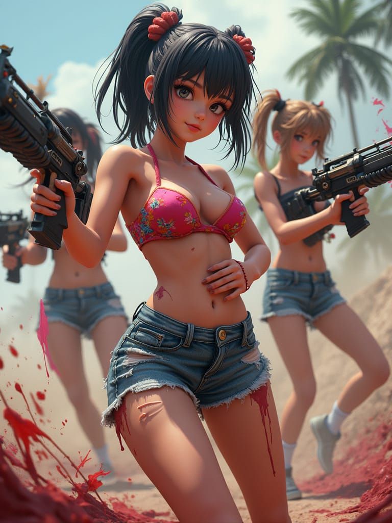 Dramatic Battle Scene in Vibrant Colors and High-R... - AI Art