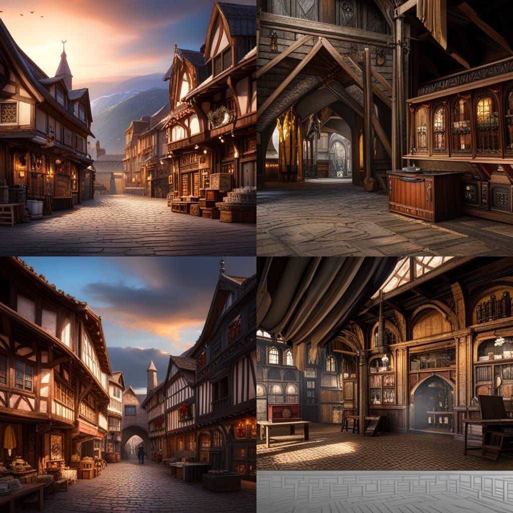 Medieval markets during Medieval Times, highly detailed, medieval ...