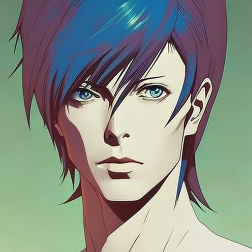 David Bowie, || very anime, fine-face, realistic shaded perfect face ...