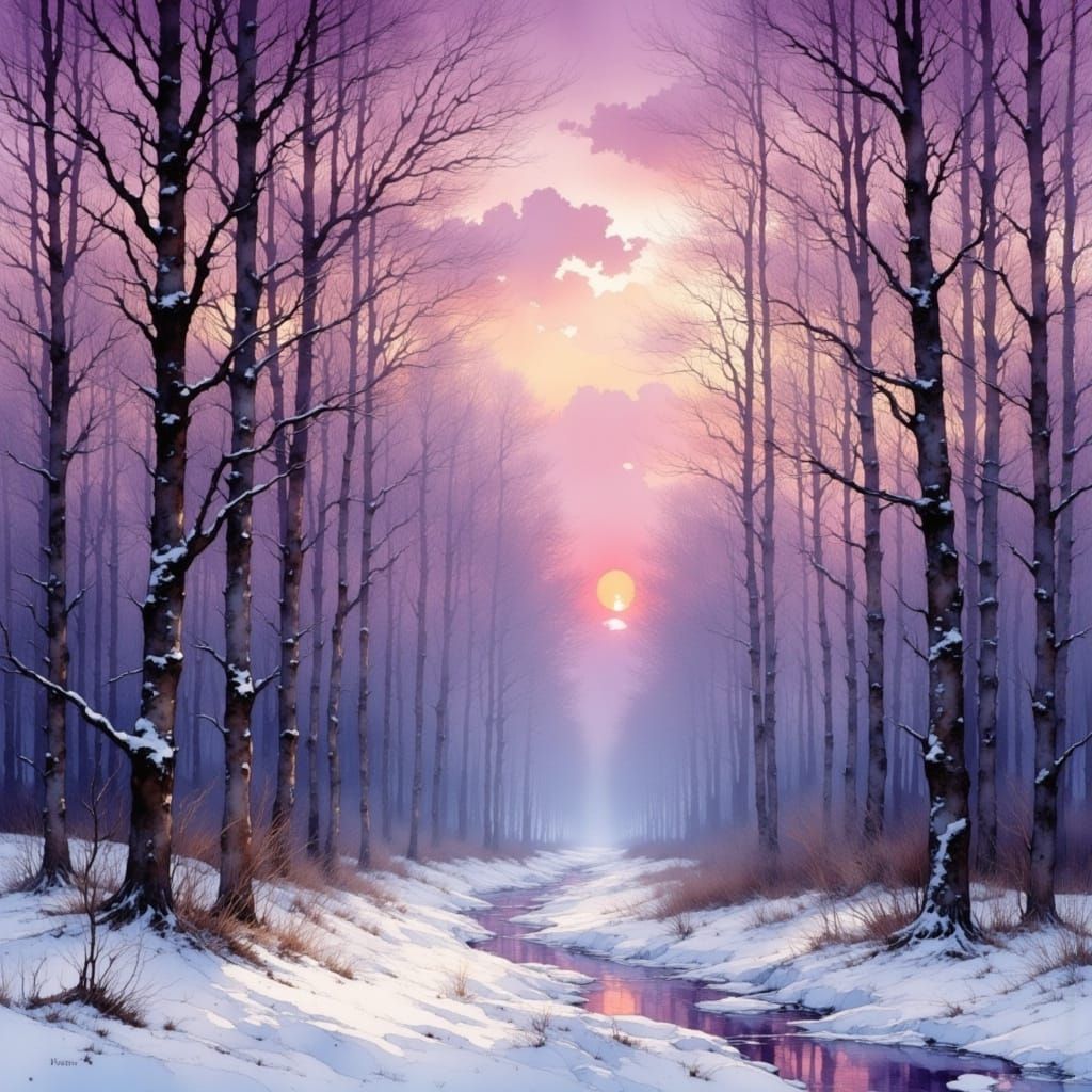 forrest in twilight - Whispering Winter Forest at Dusk