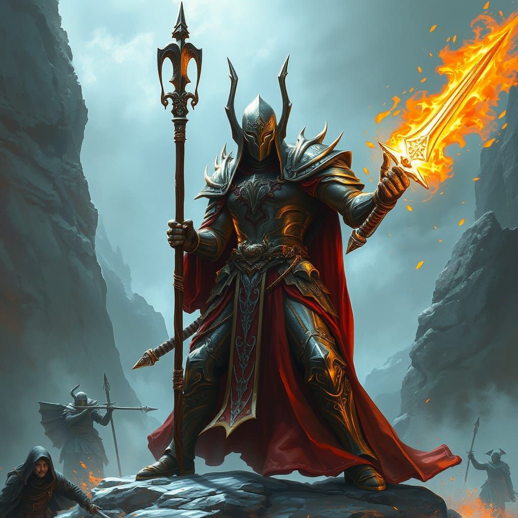 Epic Battle Sorcerer Unleashes Magical Fury - AI Art