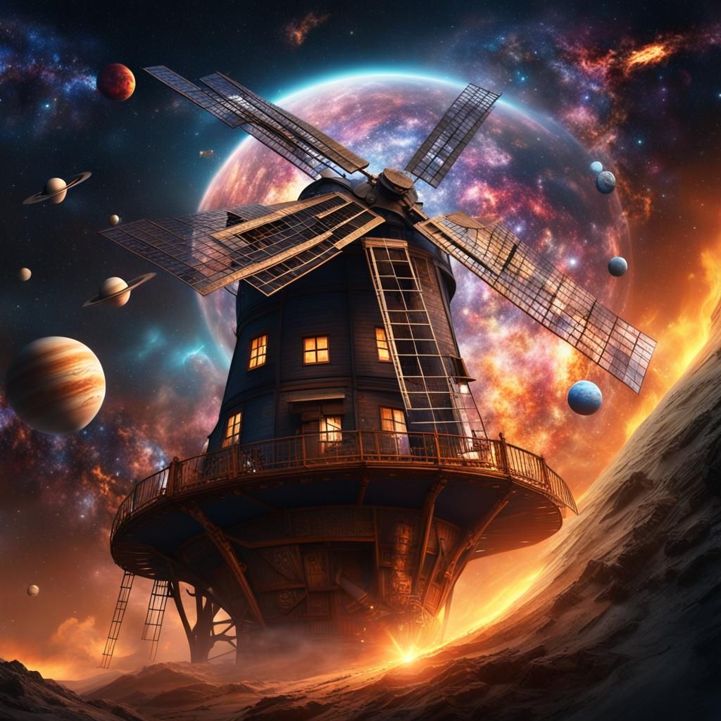 Space Windmill - AI Generated Artwork - NightCafe Creator