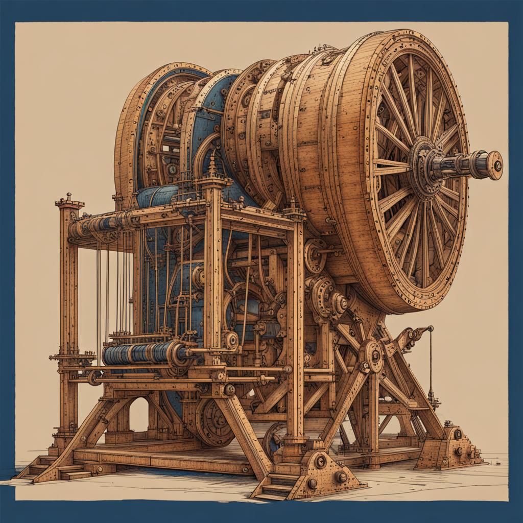 Techinal drawing of ancient lifting mechanism - AI Generated Artwork ...