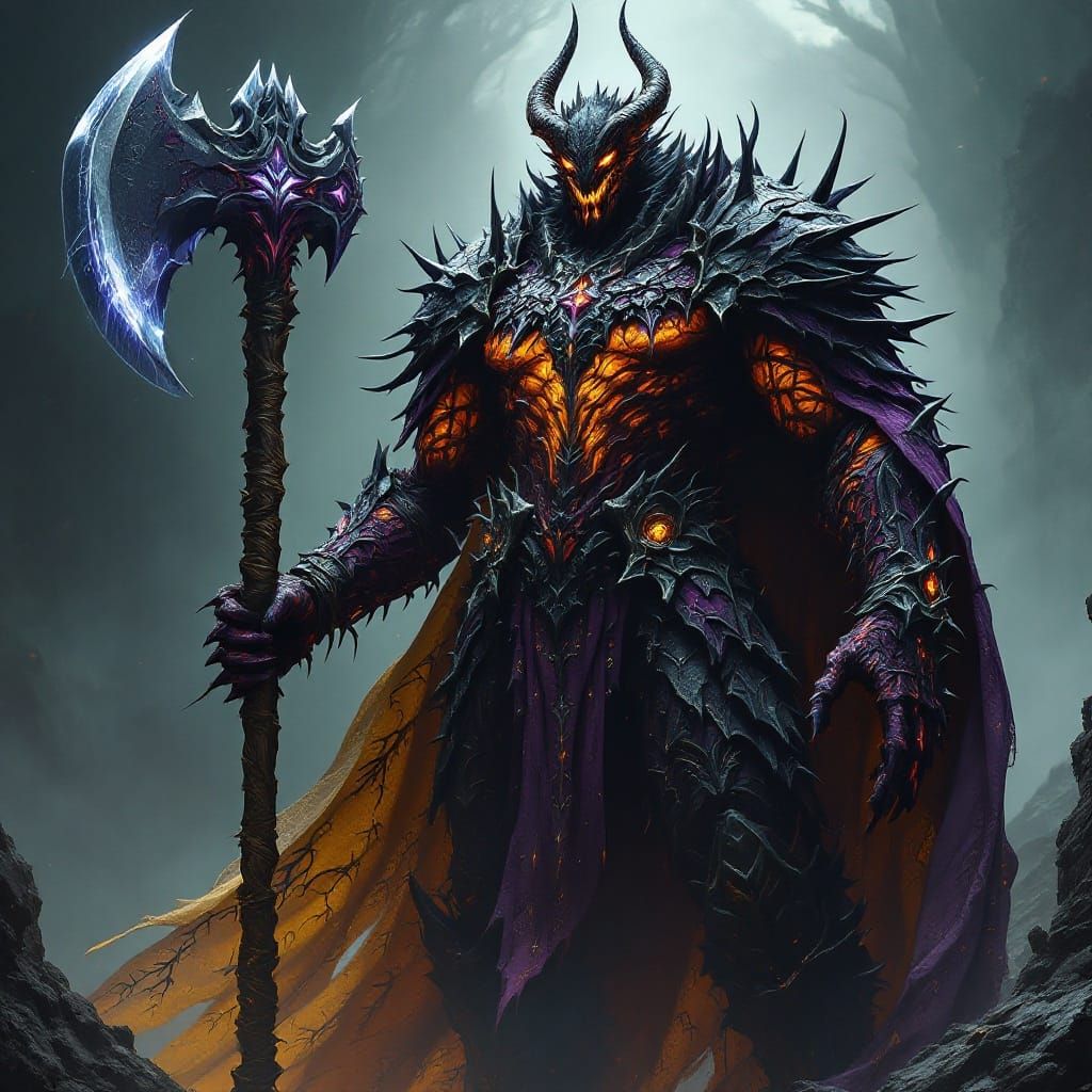 Dark Fantasy Dragon Kin Wields Great Spike Maul in... - AI Art