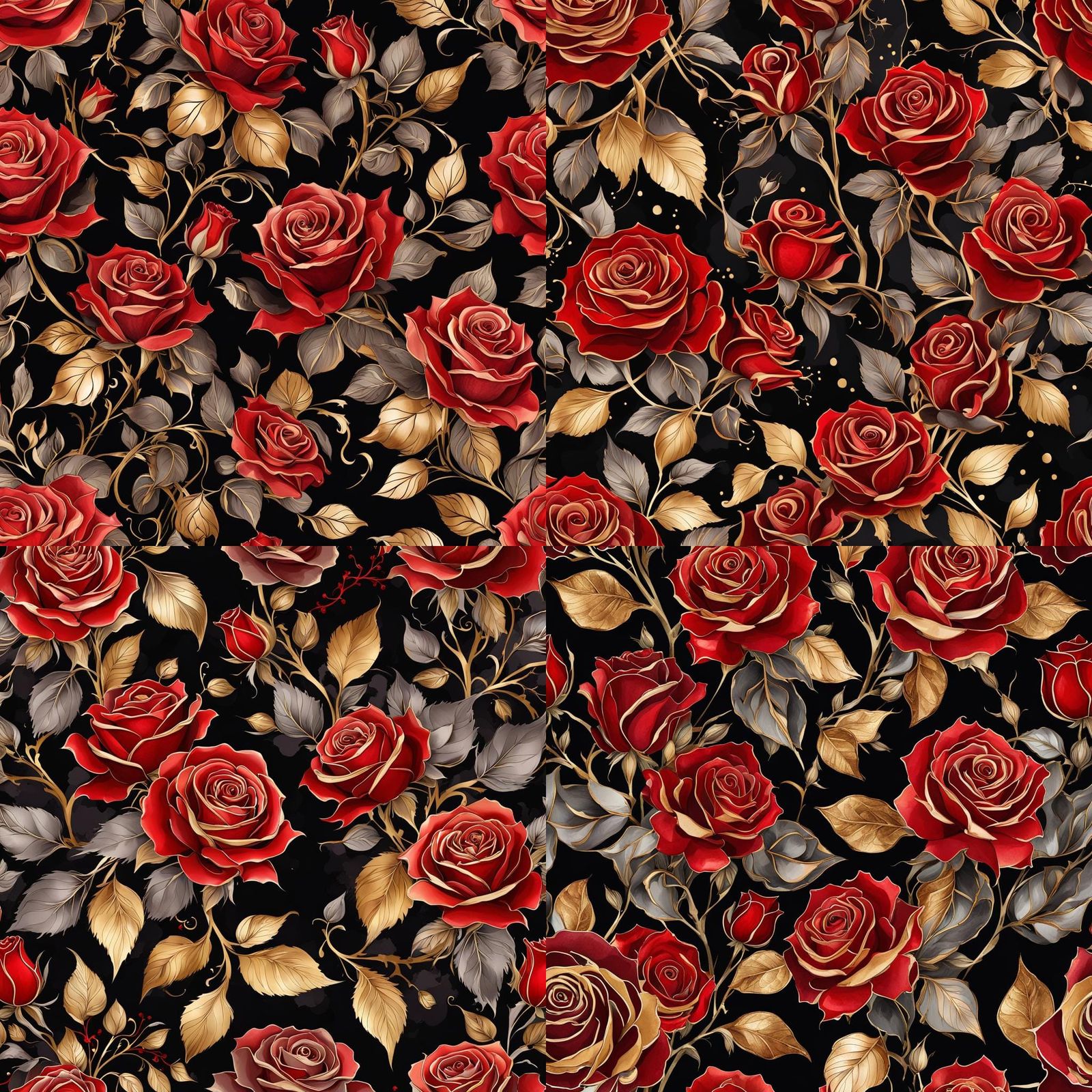 Seamless pattern, red roses... - AI Generated Artwork - NightCafe Creator