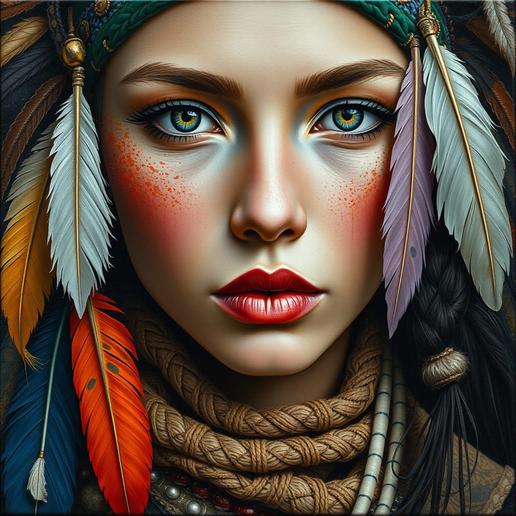 Enchanting Portrait in Mixed Media Style - AI Art