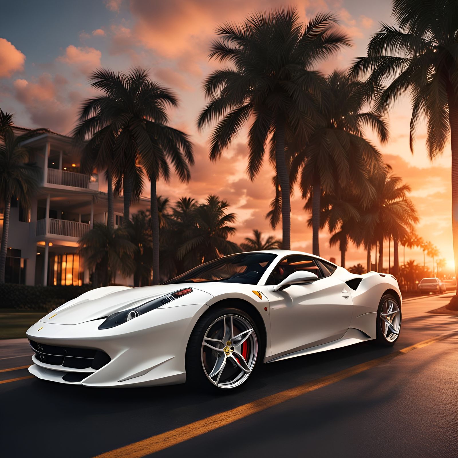 White Ferrari - AI Generated Artwork - NightCafe Creator