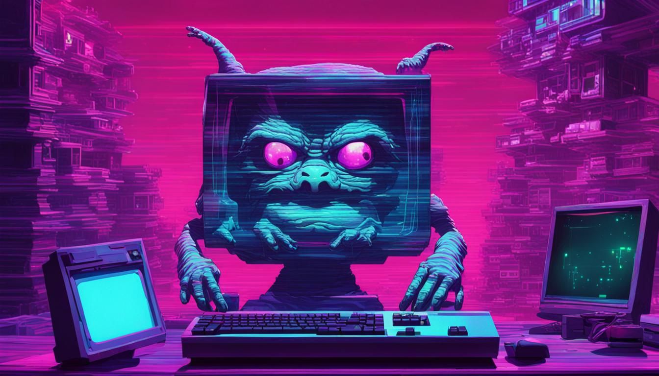 Neon Glitch Creatures in a Cyberpunk House - AI Art