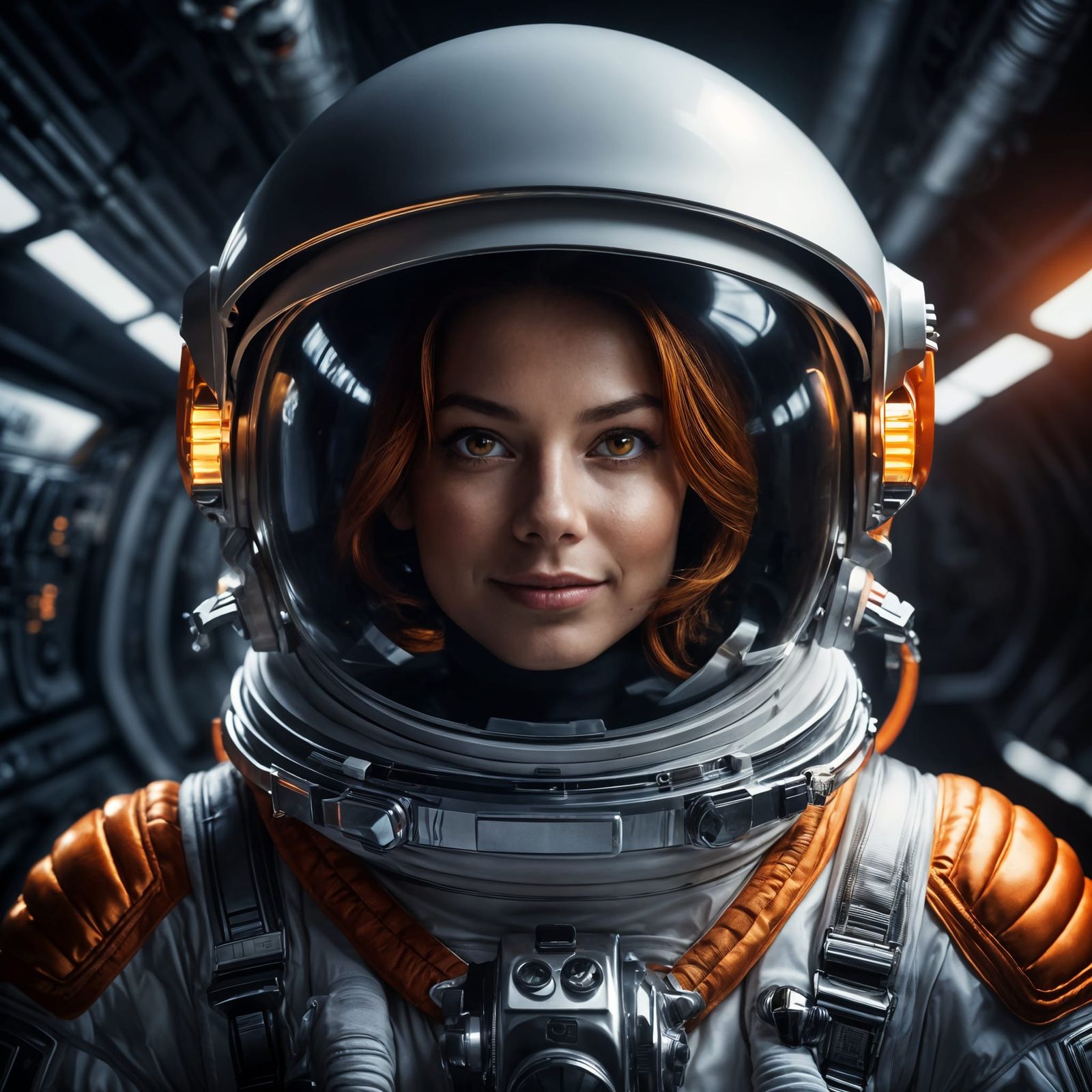 Beautiful female astronaut, portrait, series: 009