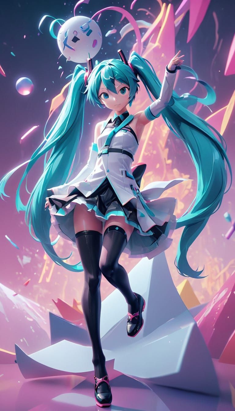 Hatsune Miku Dancing, Abstract Blocks